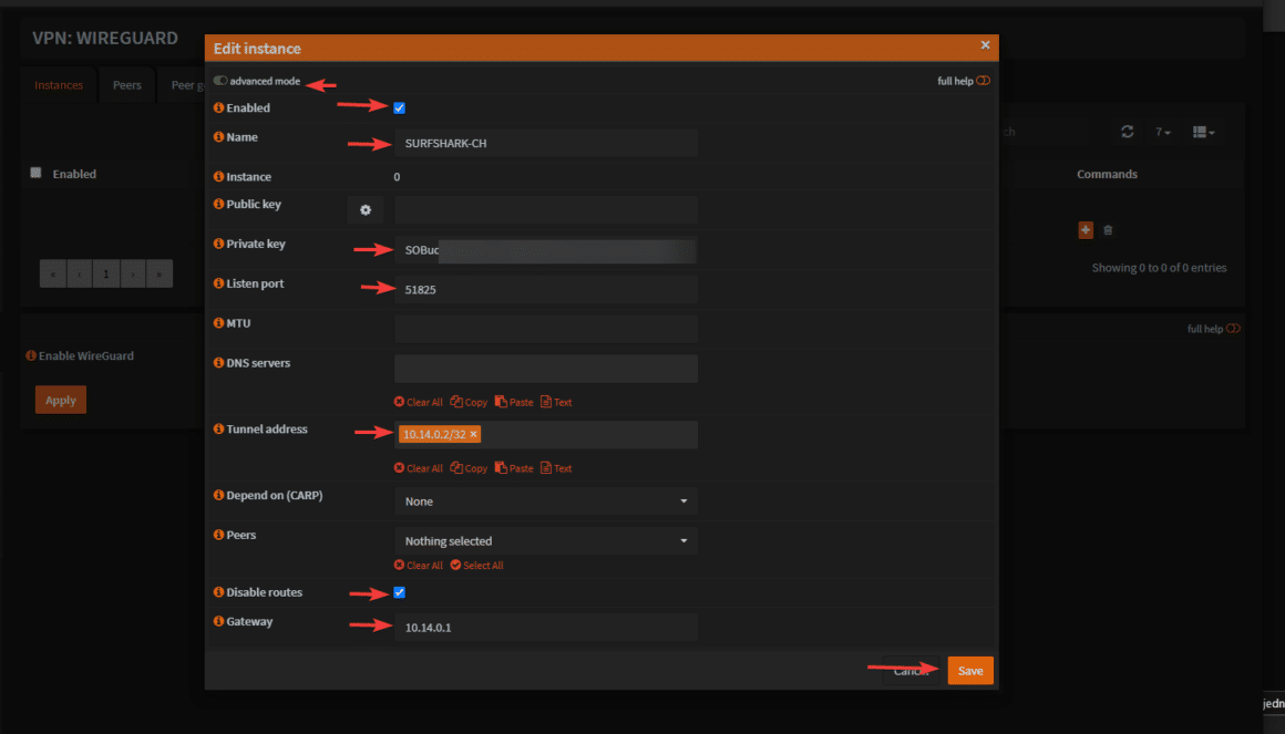 OPNSENSE Surfshark VPN Selective Traffic routing via Wireguard Tunnel on VLAN - windgate